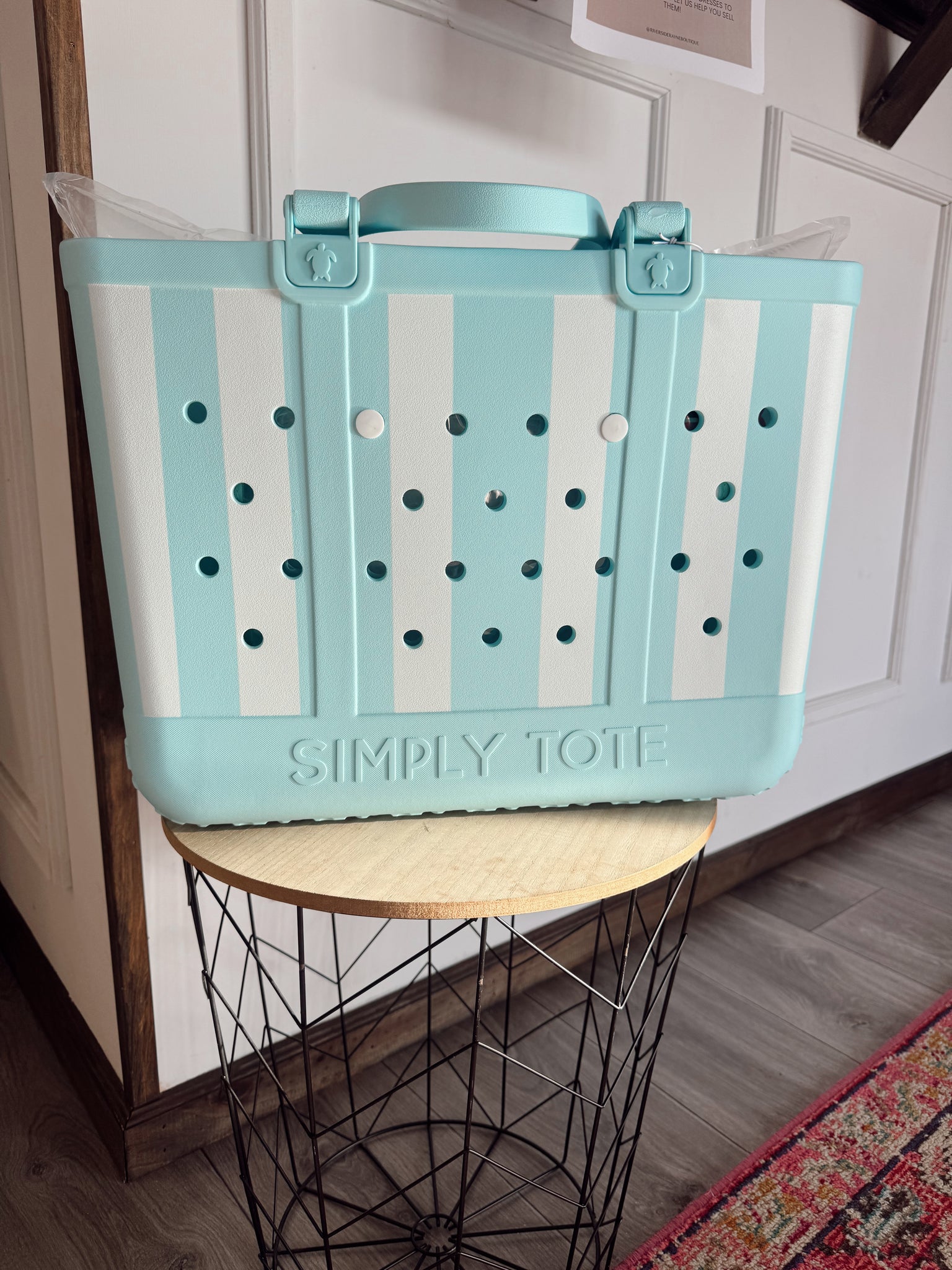 Simply Southern Striped Tote - Sky – Riverside Rayne Boutique